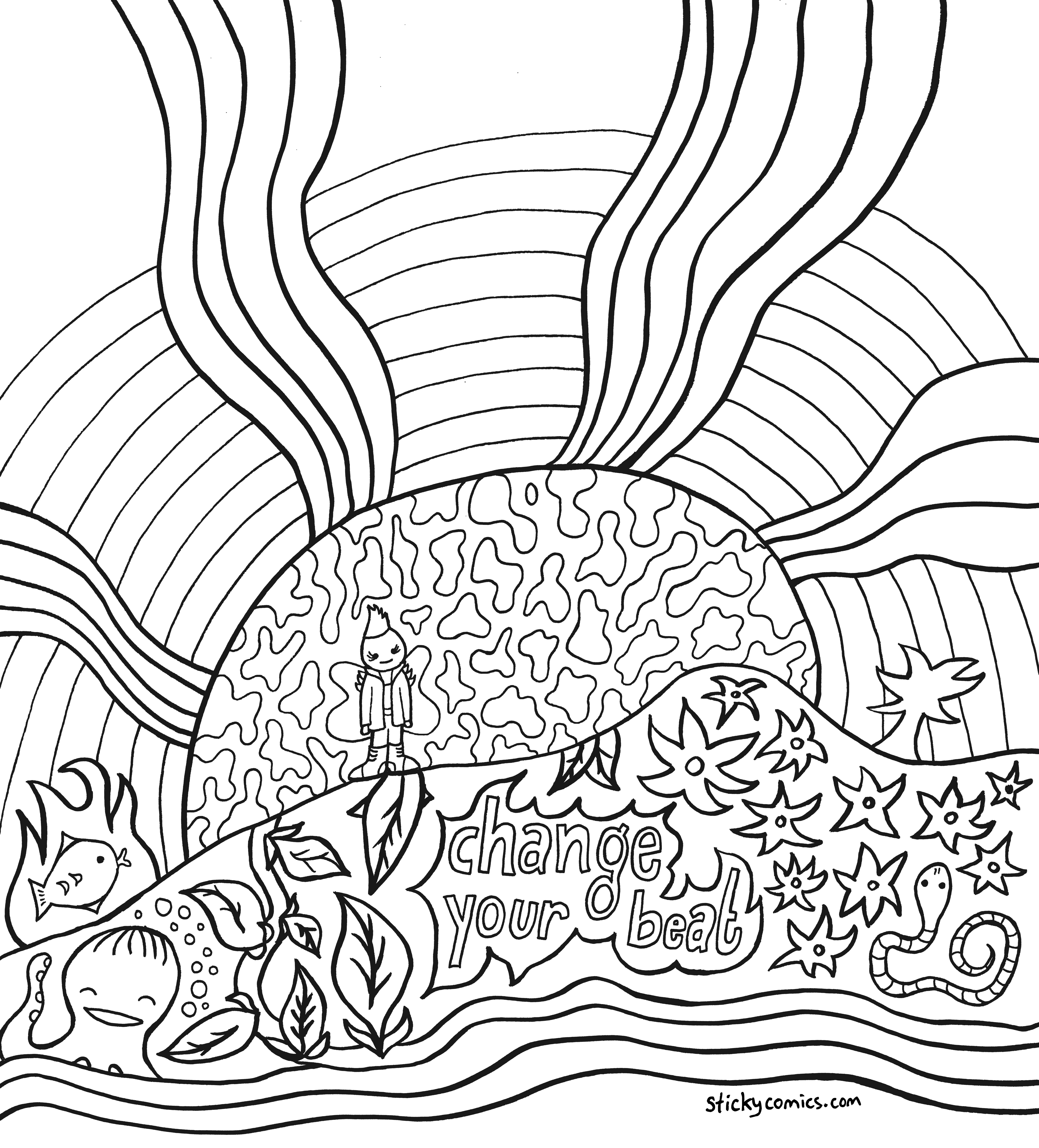 Change Your Beat coloring page – sticky comics Change Your Beat coloring page – sticky comics