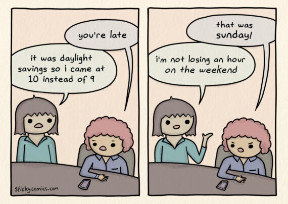 Daylight Savings Monday – sticky comics