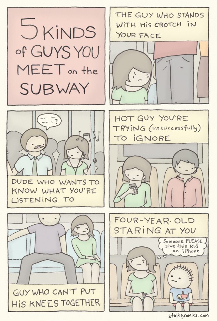5 Kinds of Guys You Meet on the Subway – sticky comics