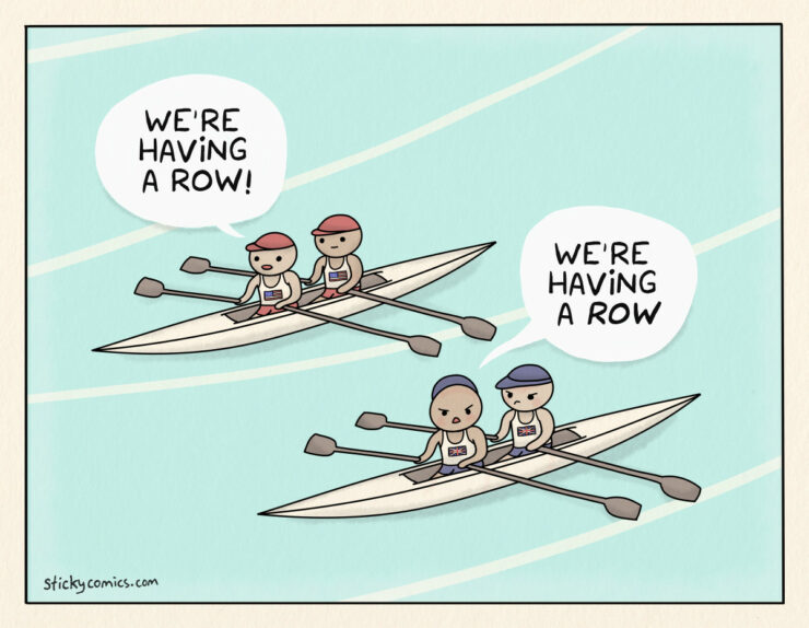 Having a row whilst having a row – sticky comics