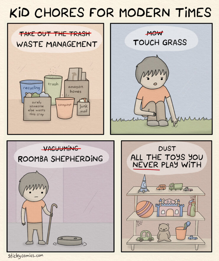Kid chores for modern times – sticky comics