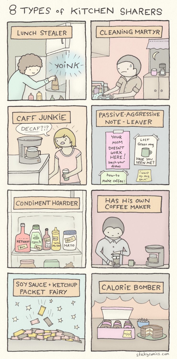8 People in Your Office Kitchen – sticky comics