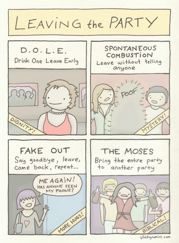 Leaving the Party – sticky comics