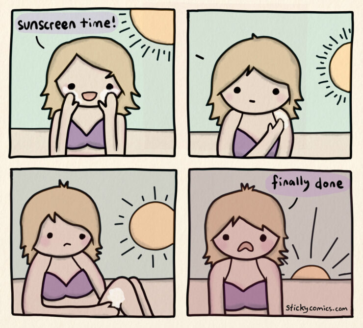 Sunscreen all day – sticky comics