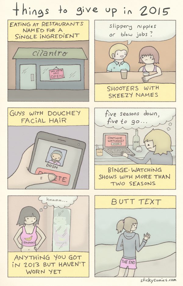 Things to give up in 2015 – sticky comics