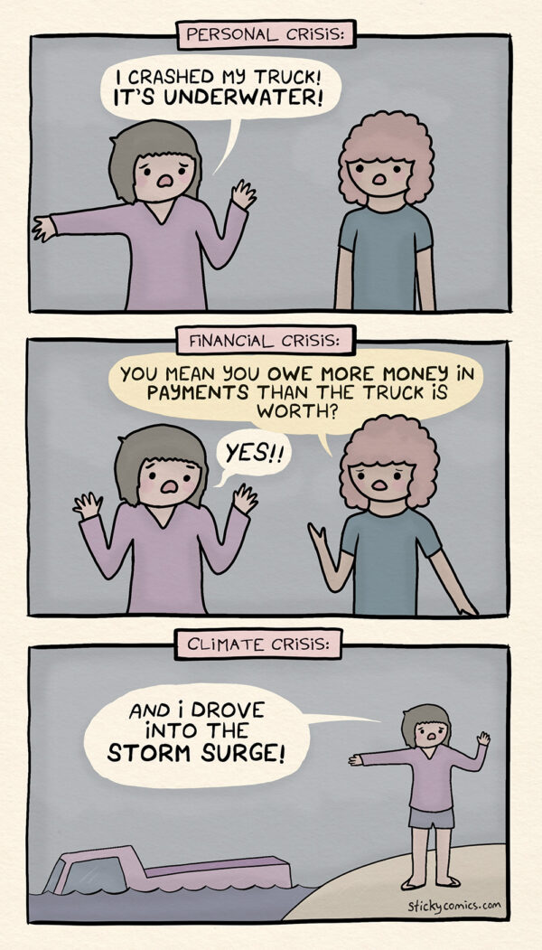 My truck is underwater – sticky comics