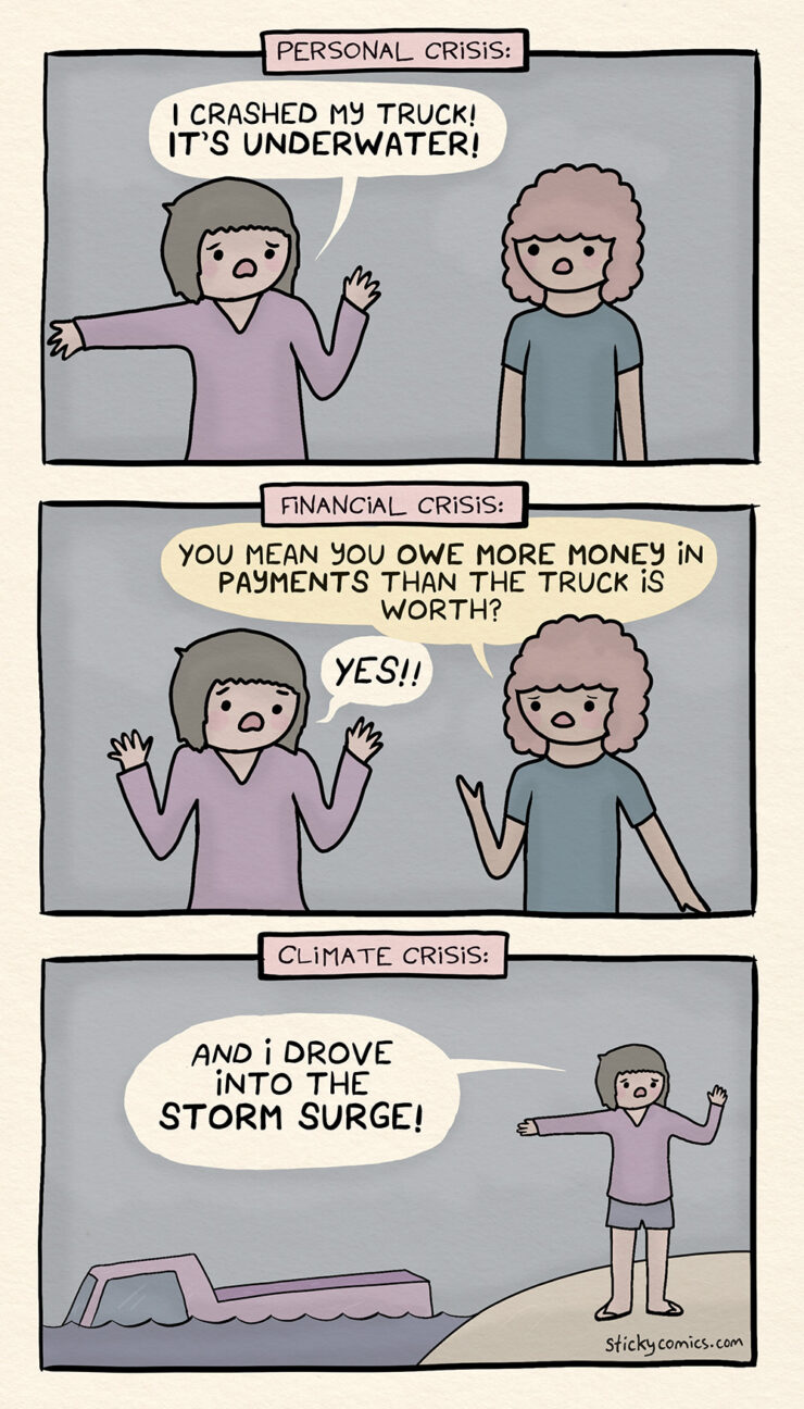 My truck is underwater – sticky comics